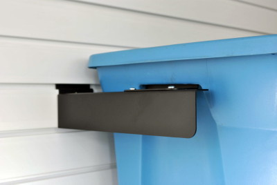 Adjustable Tote-Recycle-Storage Bin Brackets for Slatwall – One Pair