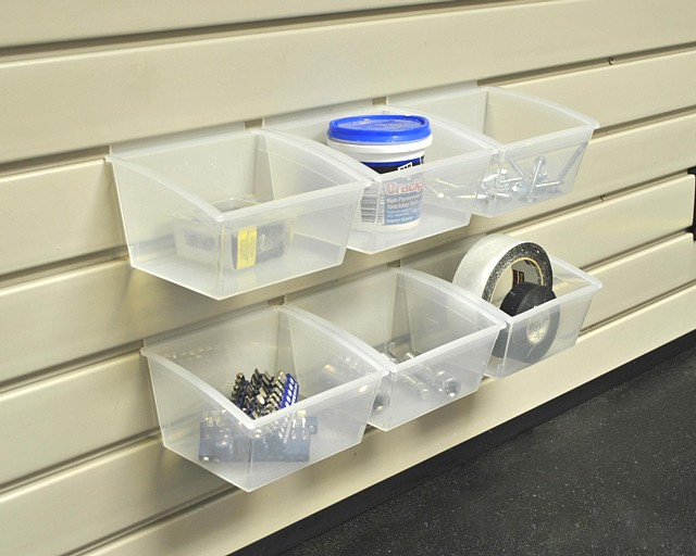 Slatwall Mount Open Storage Bins - Medium: 5.5" Wide - Pack of Six